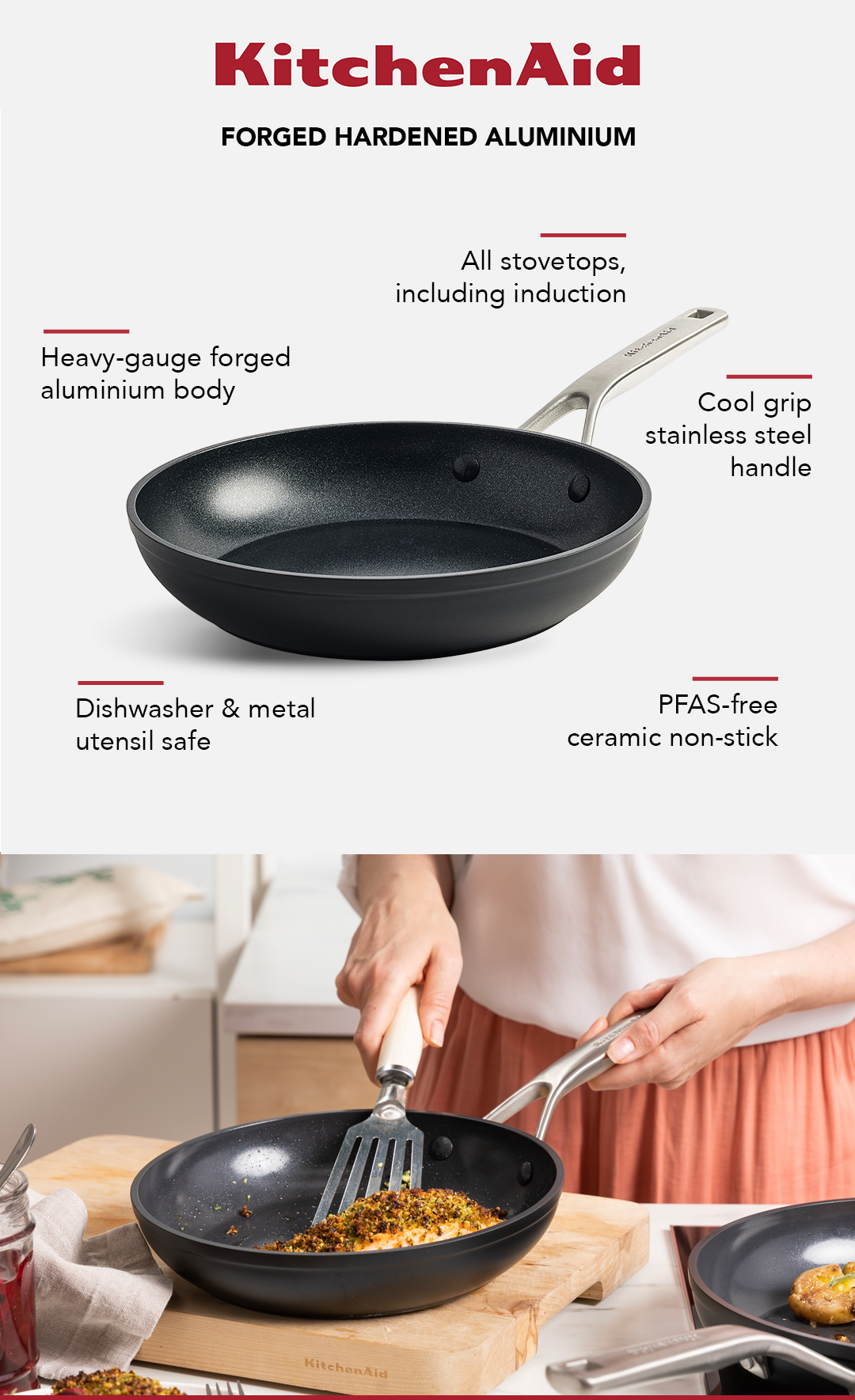 KitchenAid Forged Hardened Aluminum Open Frypan 20cm Ceramic non-stick ...