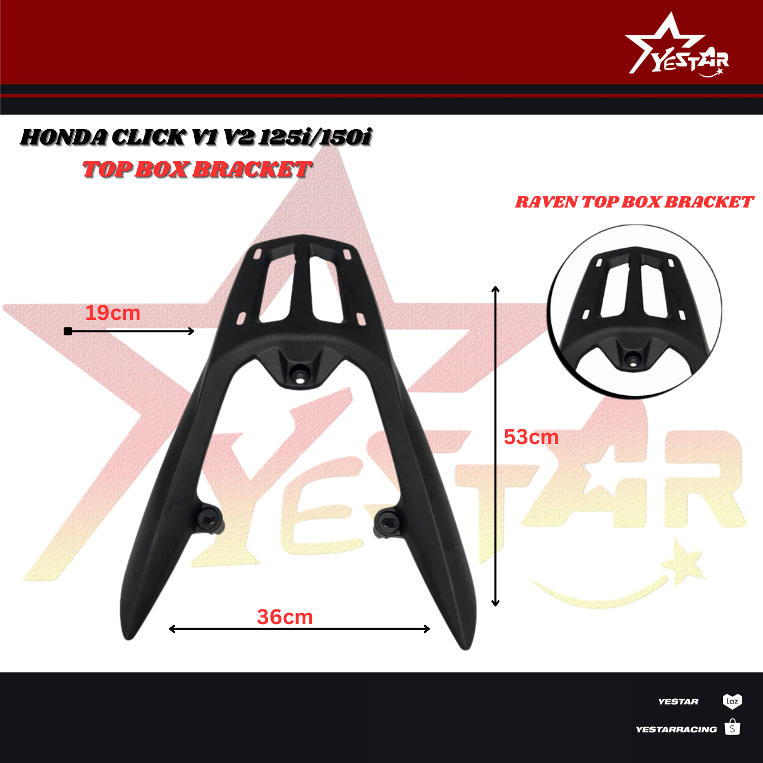 Yestar Racing Raven Bracket Top Box Bracket for Honda Click V1 V2 Moto ...