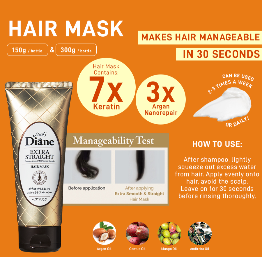Moist Diane Extra Smooth & Straight Complete Set (Shampoo,Treatment ...