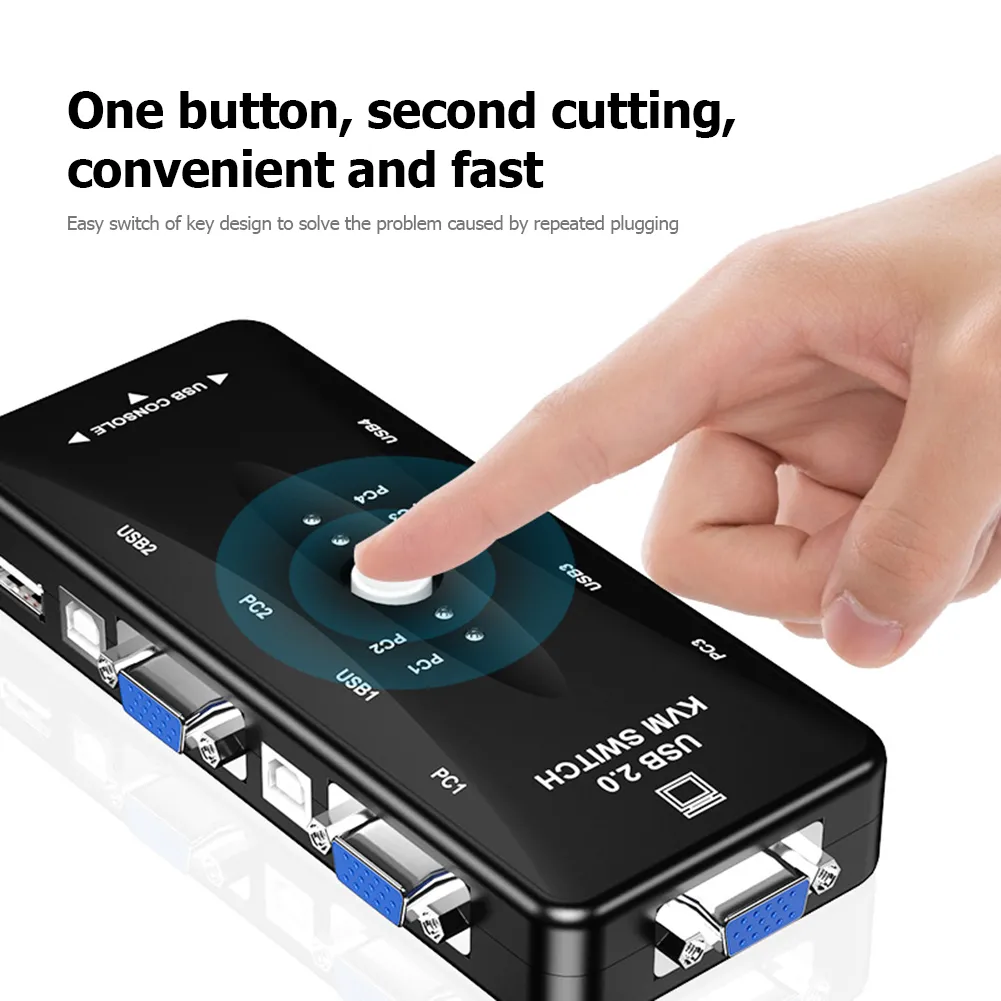 USB HDMI KVM Switcher 4 Ports in 1 Out 4K 1080P VGA Splitter Box for ...