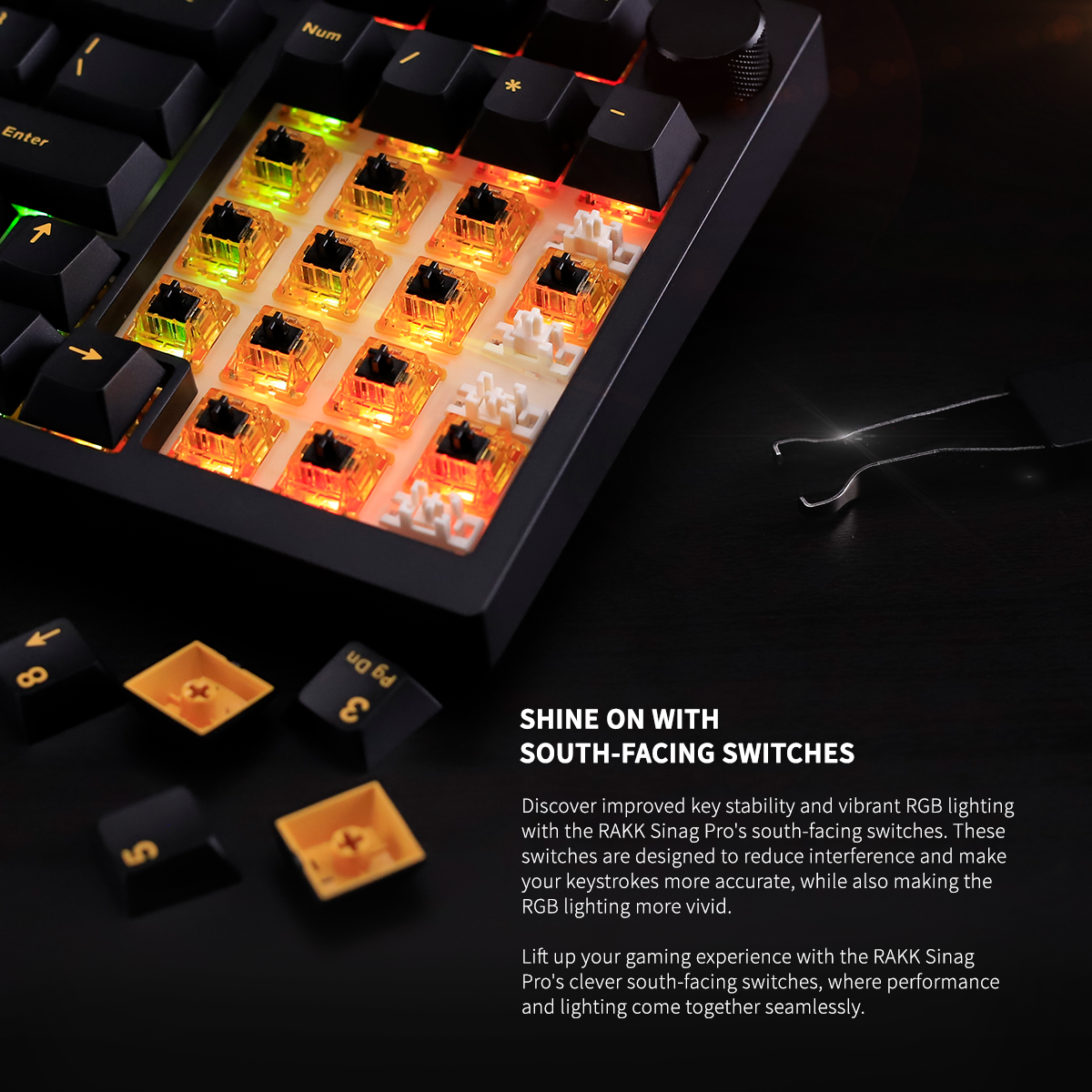 RAKK SINAG PRO Trimode Gasket Mount 1.4" TFT Screen 96 Keys Mechanical ...