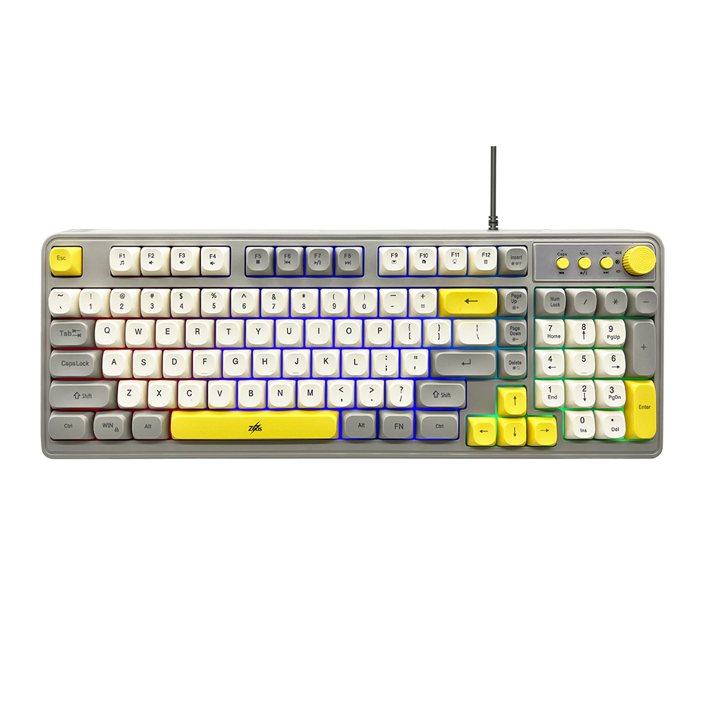 Zeus K77 98 Keys Wired Gaming Keyboard USB Mechanical Feel With Volume ...