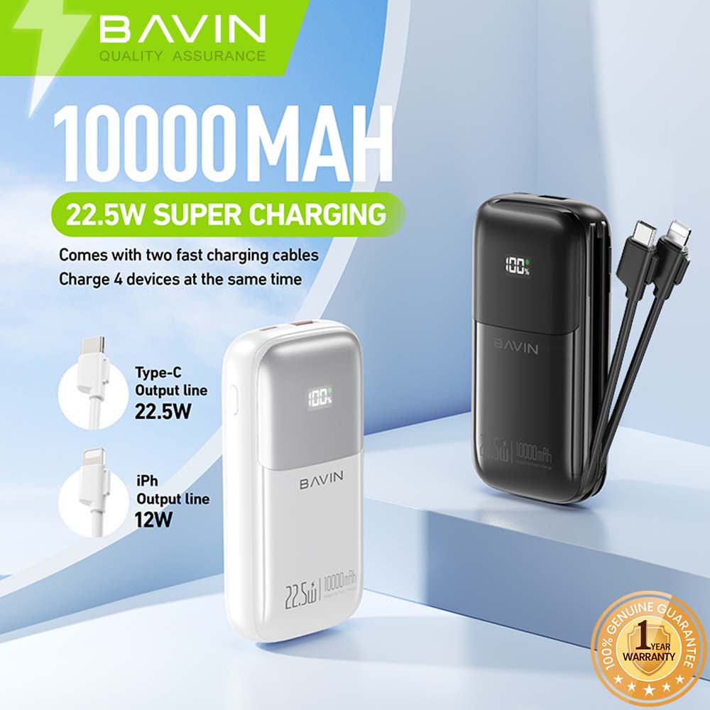 BAVIN PC1099 10000mAh 22.5W USB Fast Charging Mini Portable Powerbank w ...