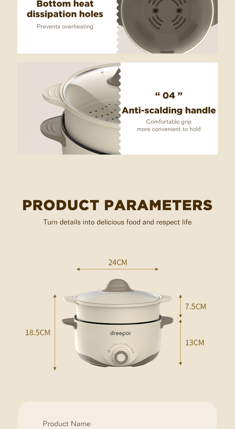 Dreepor Multifunctional Electric Cooker Rice Cooker Small hot pot ...