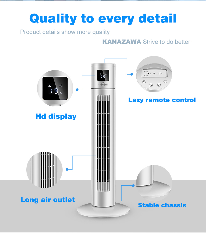 KANAZAWA Electric Tower Fan With Remote Control With LED Temp Display ...