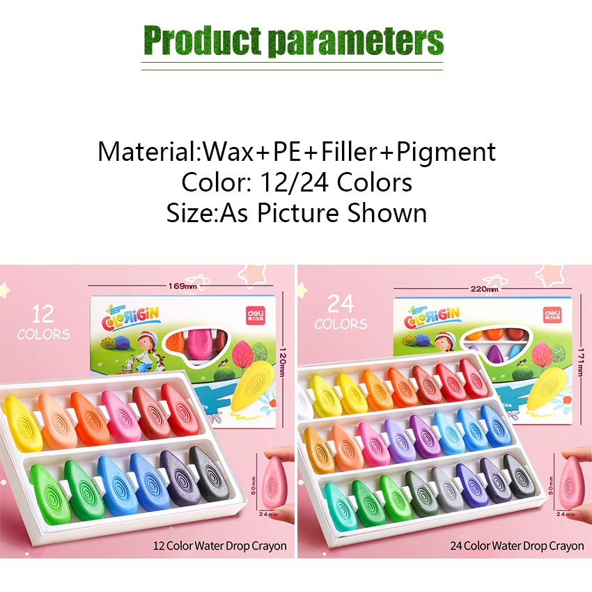 24/12PCS Water Droplet Shaped Crayons Non Toxic And Washable Crayons ...