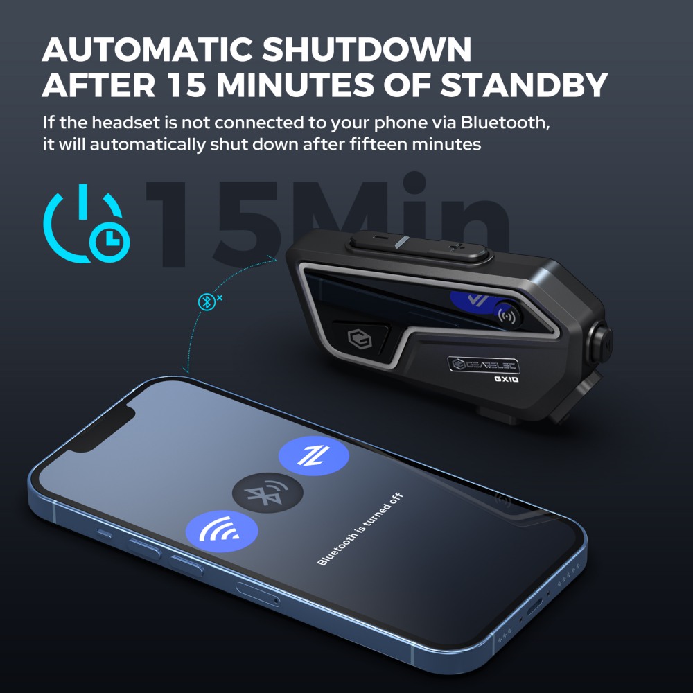 GEARELEC GX10 Motorcycle Helmet Intercom Headset For 10-Riders 2000M ...