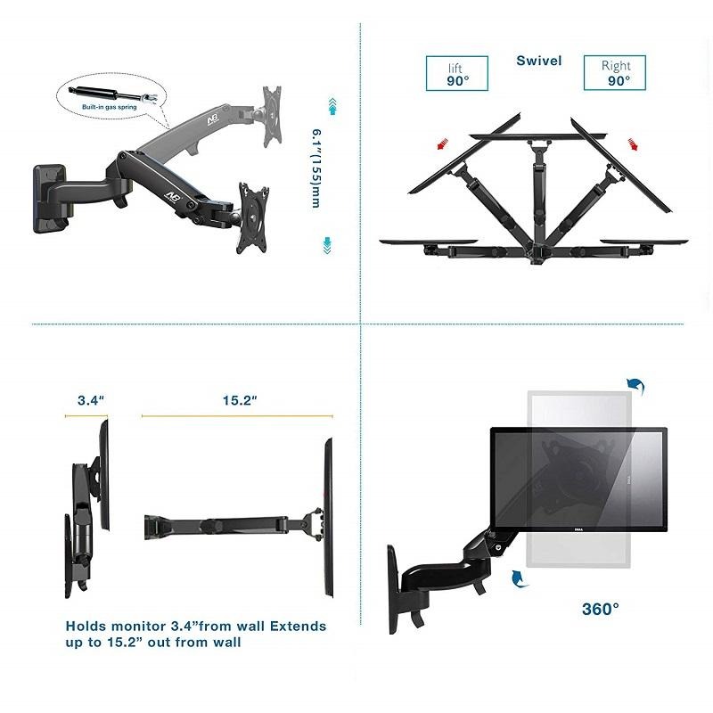 NB North Bayou F150 Gas Spring TV Monitor Wall Mount with for 17-27 ...