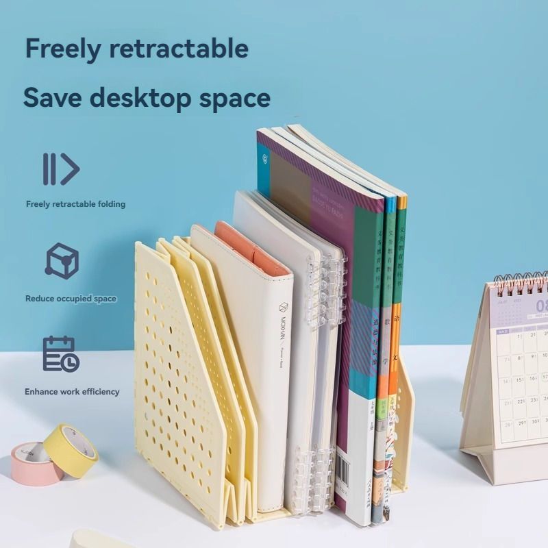 Foldable File Shelf Book Standing File Frame Desktop Stationery Storage ...