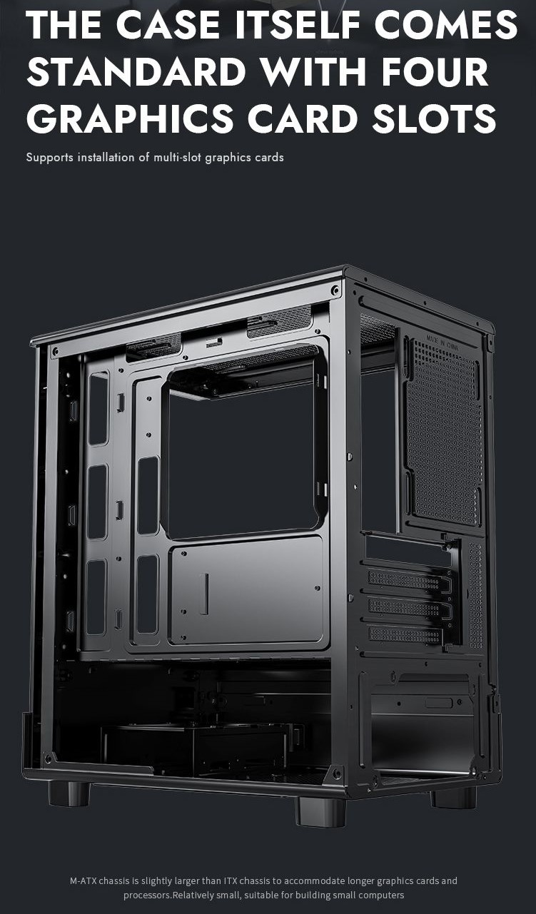 darkFlash Computer PC Case DB330M M-ATX A-Pillarless 270 Panoramic Room ...
