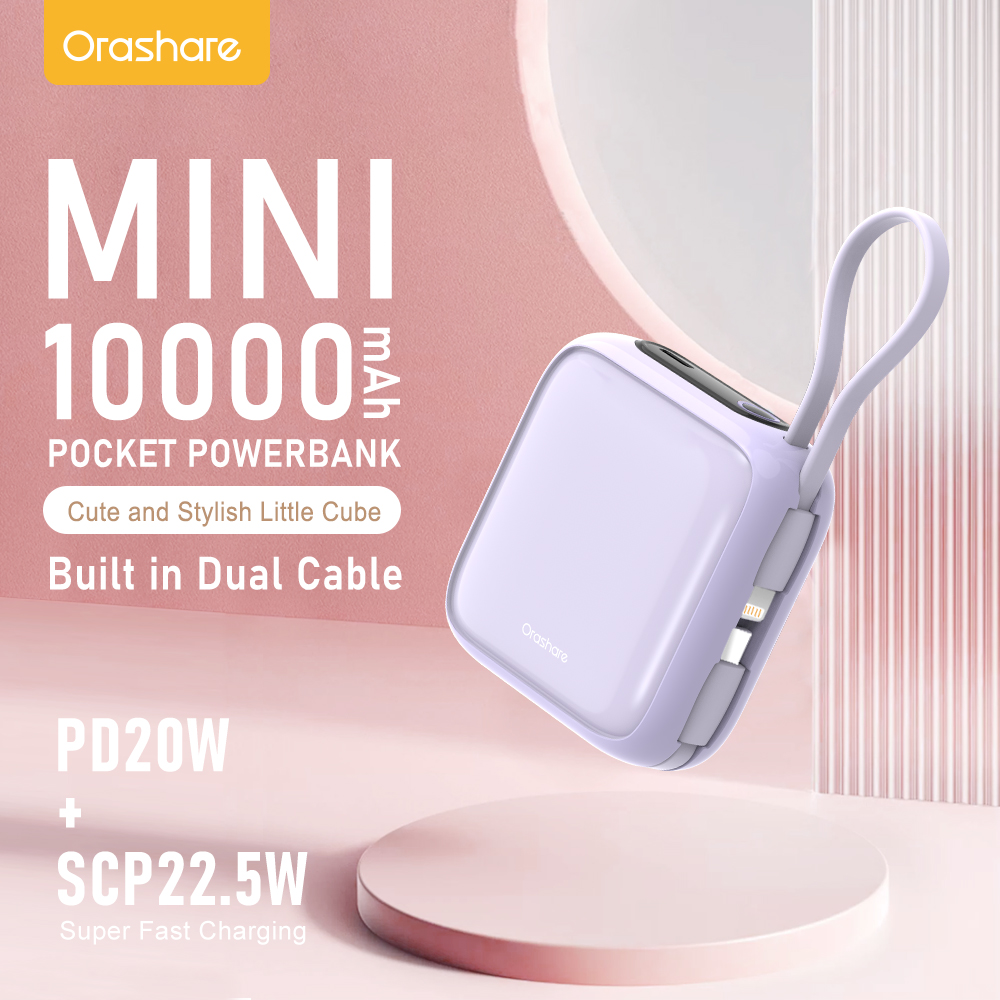 Orashare PCM10 10000mAh power bank With Built In Cable 22.5W Super Fast ...