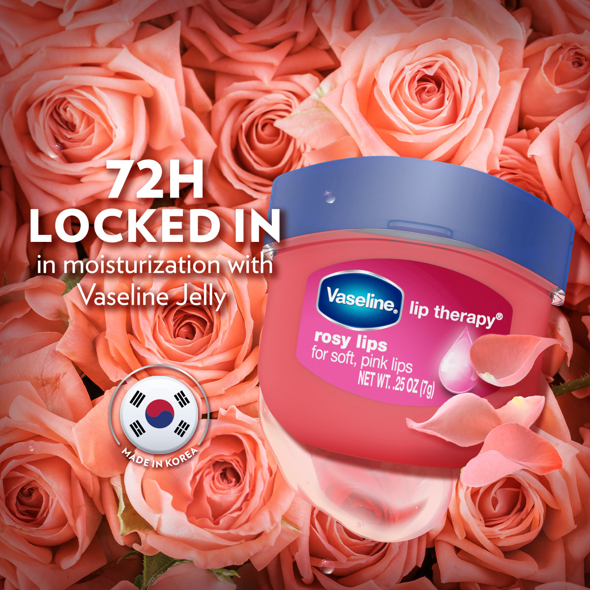 Vaseline Lip Therapy Rosy Lips Lip Balm Mini with Petroleum Jelly 7g ...