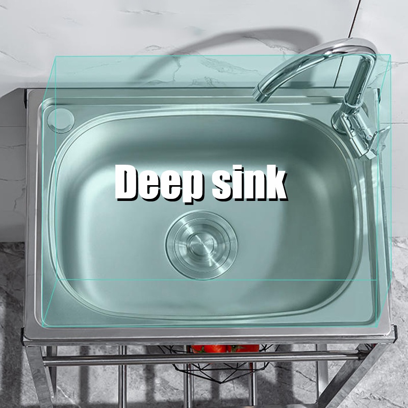 Kitchen Sink Heavy-duty Sink With Shelf 304 Stainless steel With Drain ...