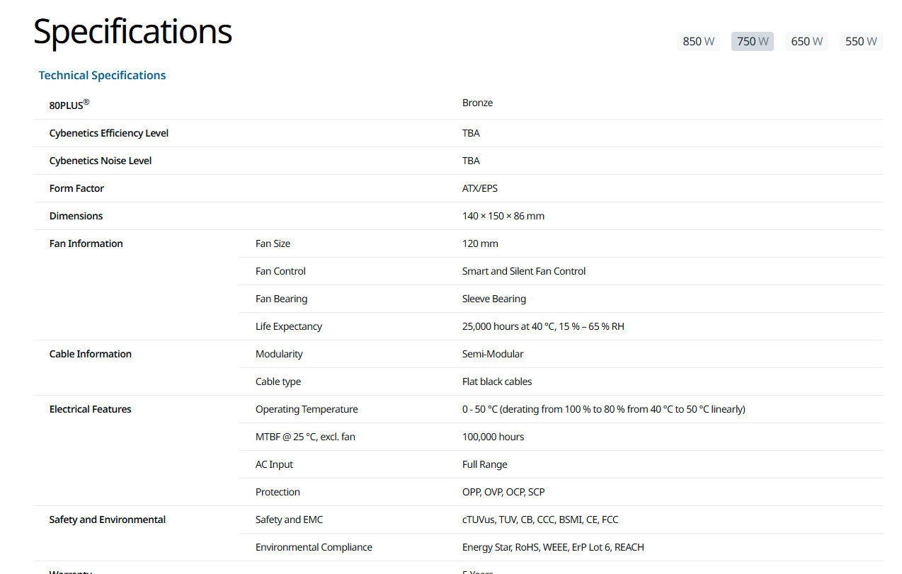 Itw | Seasonic PSU 750W Power Suppy Unit BM Series B12 BM750 80+ Bronze ...