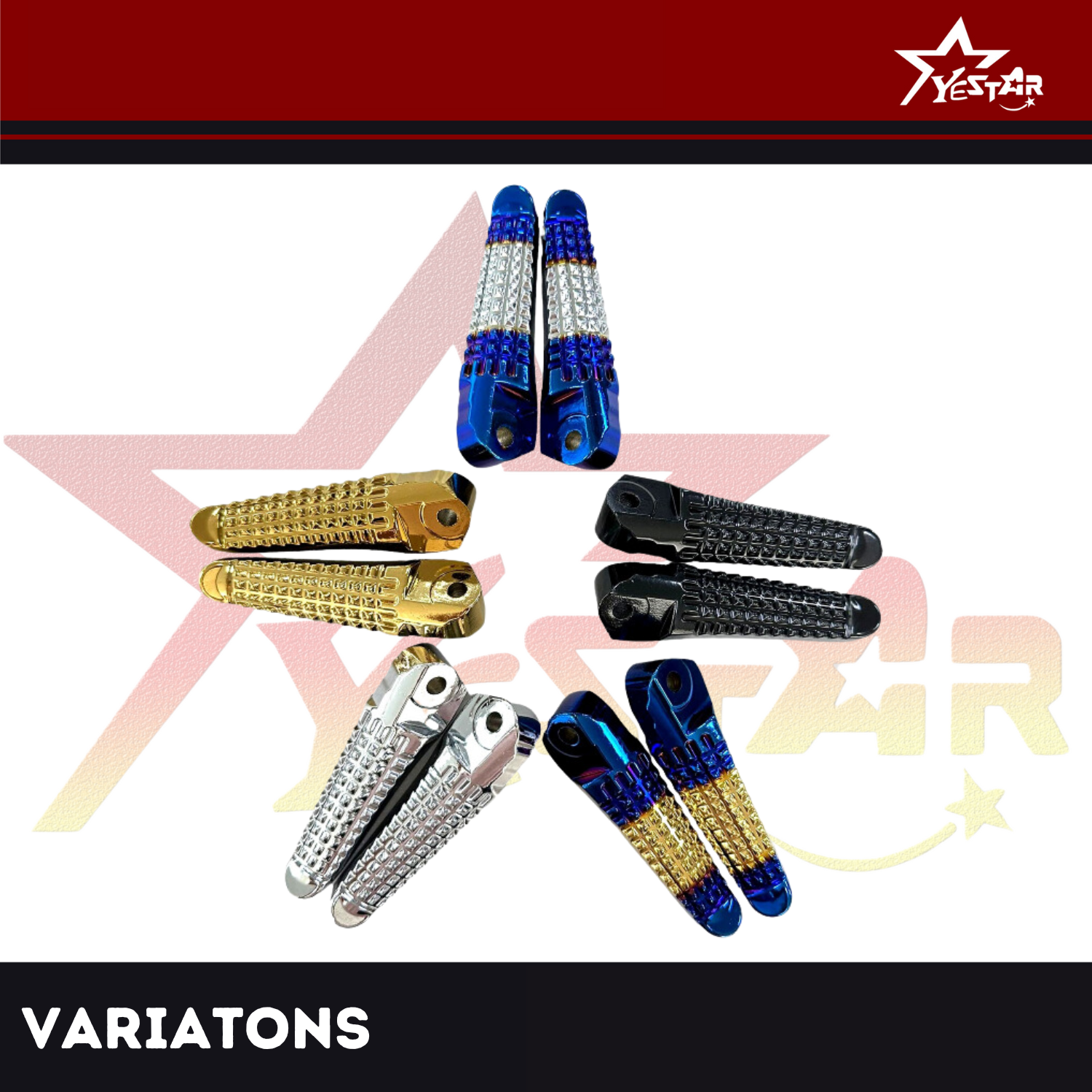 YESTAR PH1 Pair Rear Alloy 2 tone Foot Rest fit for Suzuki Raider ...