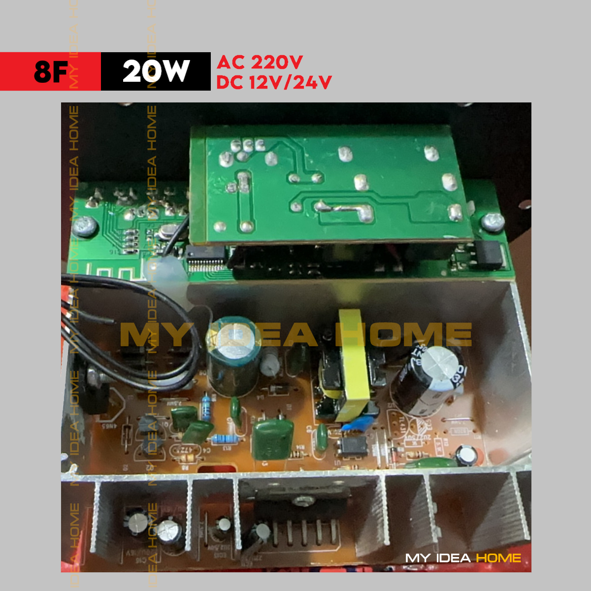 Bosca 20W HIFI Bass Power Amplifier Board AC220V DC12V/24V Dual Mic Car ...