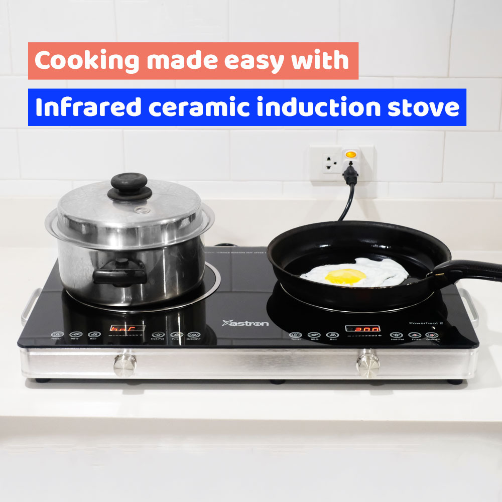 Astron POWERHEAT2 Double-Burner Infrared Ceramic Induction Stove ...