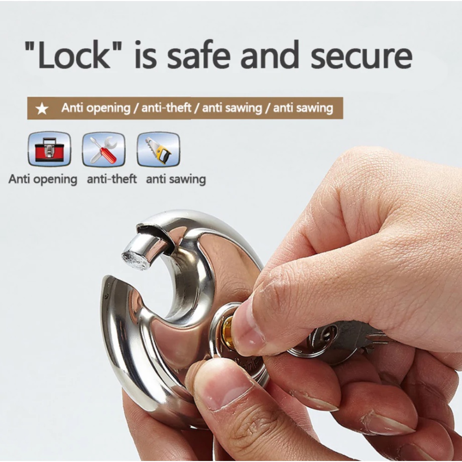 Anti-Theft Disc Padlock Stainless Steel Round Disc Lock waterproof for ...