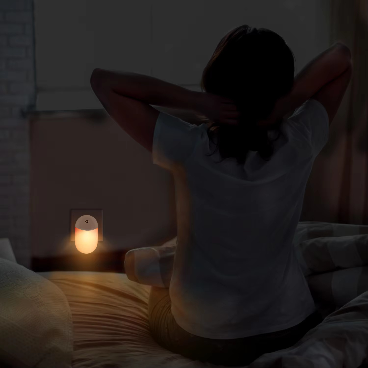 Night light bedroom energy-efficient lamp US Plug LED mounted night ...
