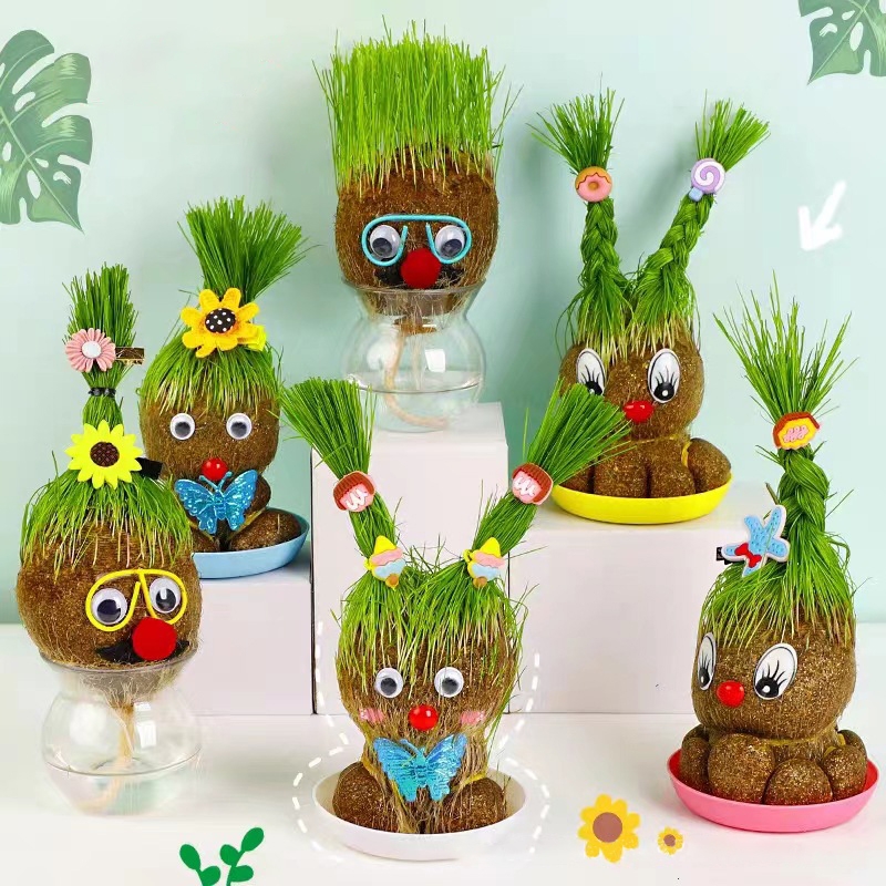 Grass Head Mini Plant Potted Plant Garden Lanscaping Decking DIY Potted ...
