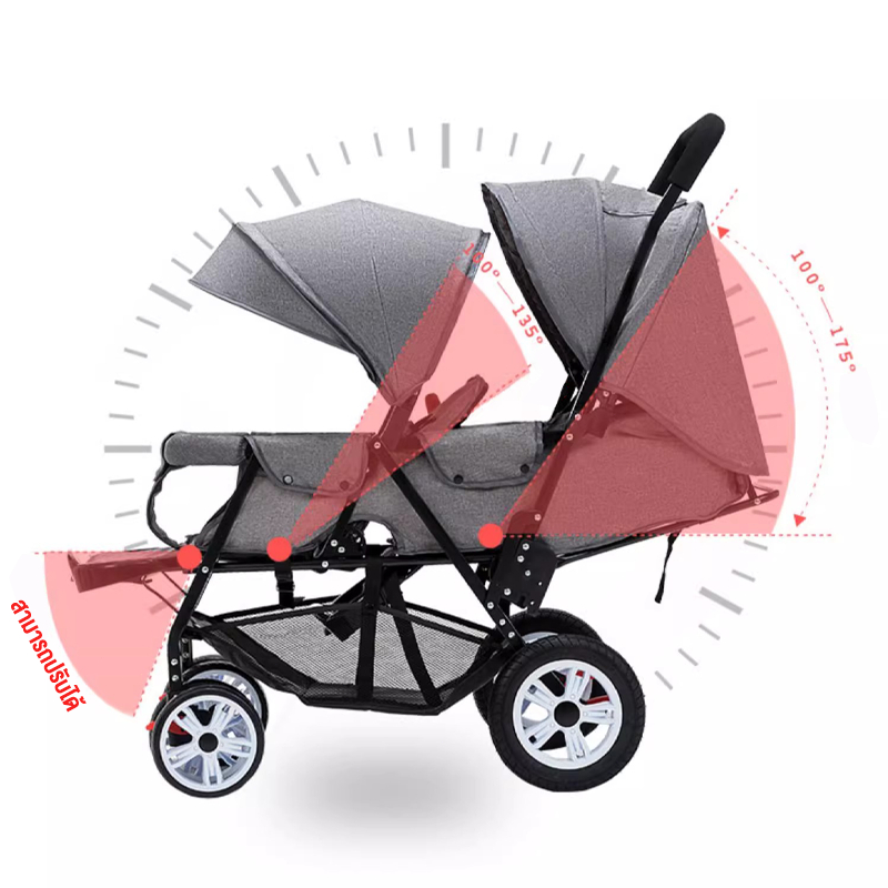 Twin Stroller Detachable Double Stroller Lightweight Adjustab Folding 0 ...