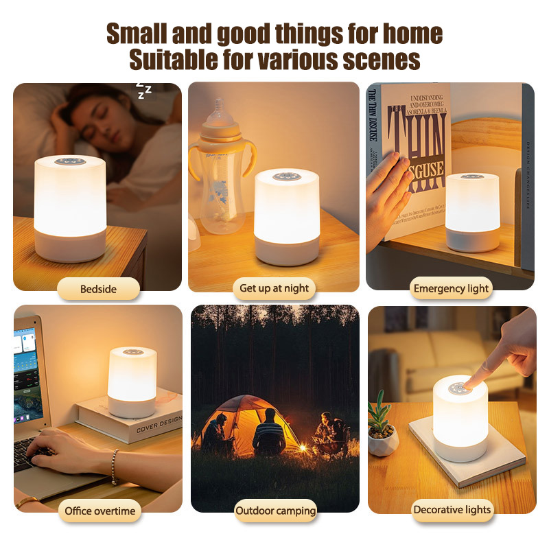Dimmable Night Lamp LED Touch Lights USB Dim Light Small Bedside Lamps ...