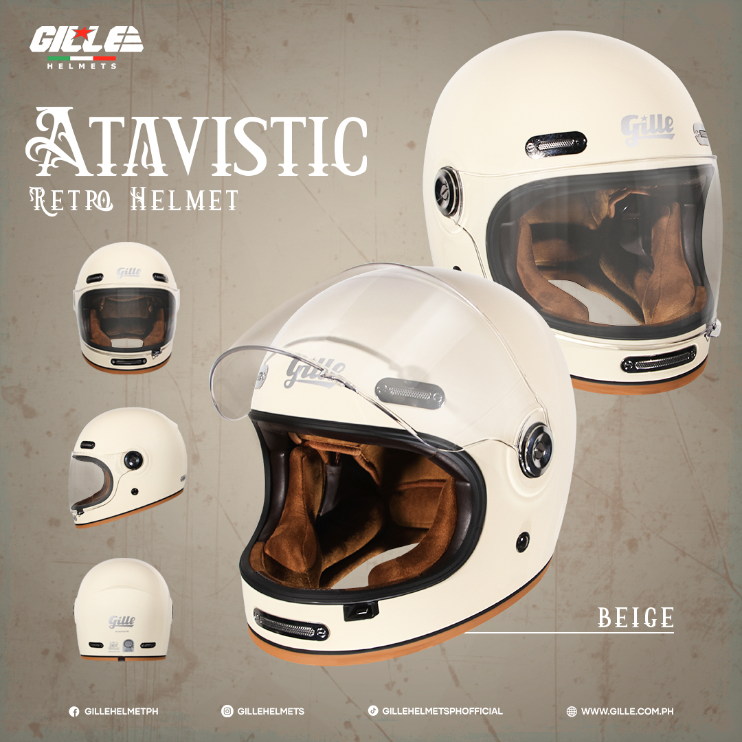 GILLE YM-853 ATAVISTIC PLAIN Motorcycle Classic helmet full face single ...