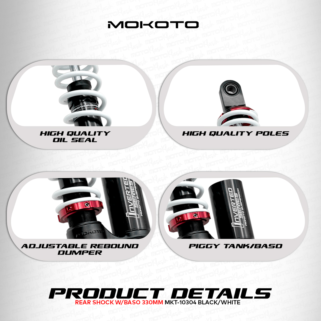 MOKOTO REAR SHOCK FOR CLICK INVERTED SERIES 330MM ONE PIECE WITH BASO ...