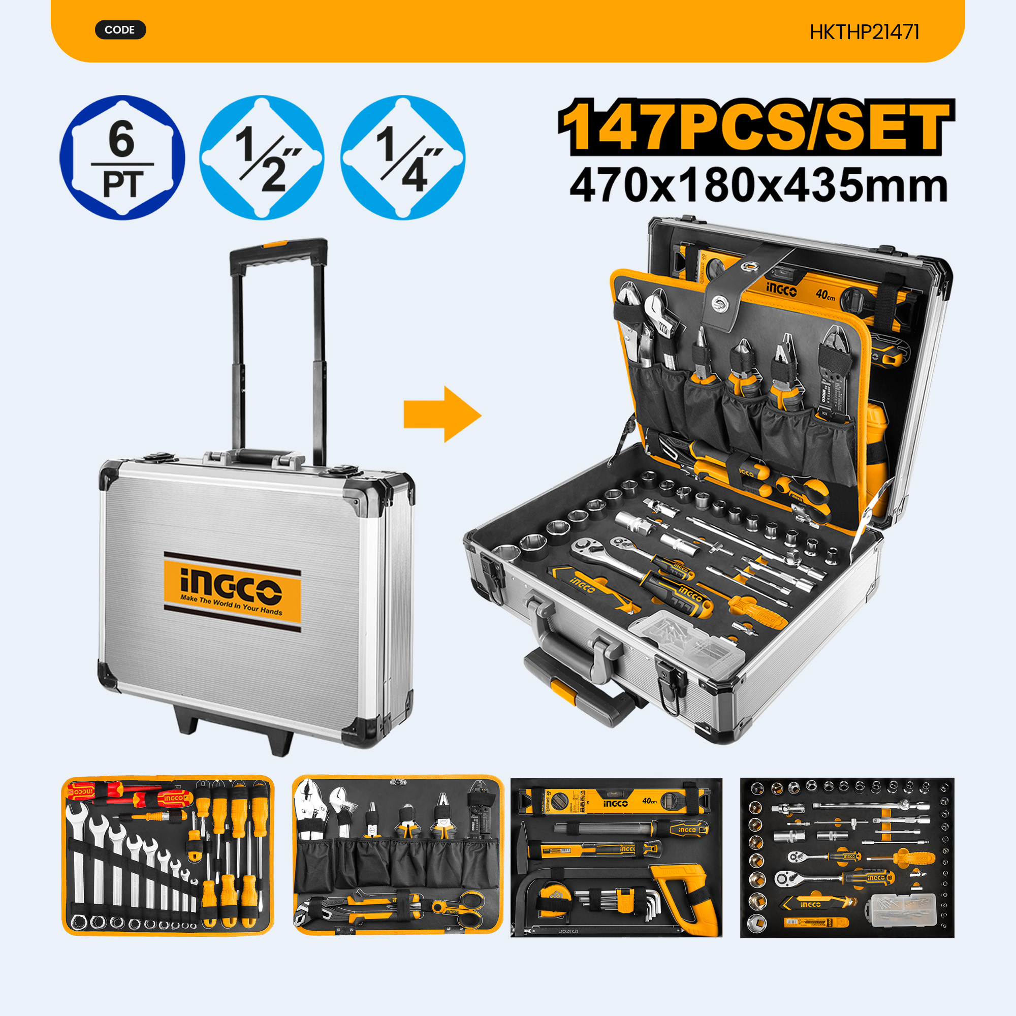 Ingco 147pcs Hand Tools Set for Automotive Carpentry and DIY Repair Kit HKTHP21471 HT2 | Shopee ...