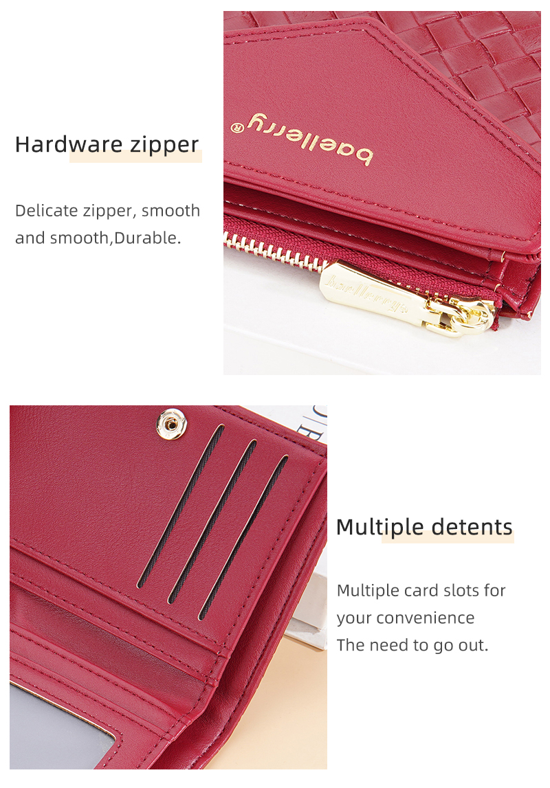 Baellerry Fashion Woven Card Holder Leather Money Clip Purse Wallets ...
