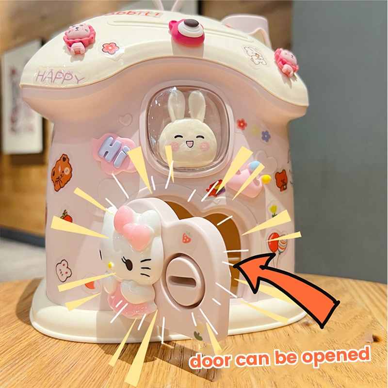 Cartoon House Coin Piggy Bank Alkansya with Lock and Key Coin bank Cute ...