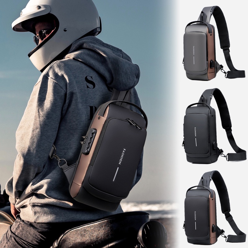 ISLAND ELEPHANT Motorcycle Sling Bag Chest Bag Shoulder bag USB Waterproof | Shopee Philippines