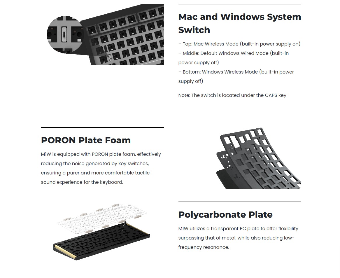 Monsgeek M1W DIY Kit Aluminum Case Multi-Modes RGB Hot-Swappable ...