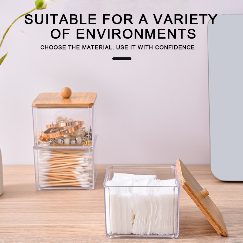 Acrylic Double Layer Clear Dressing Table Cotton Pad Swab Ball Make up ...