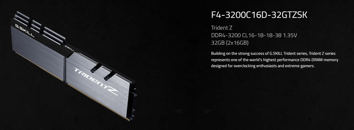 G.skill Trident Z 32GB (2x16GB) DDR4-3200 CL16 1.35V RAM (F4-3200C16D ...