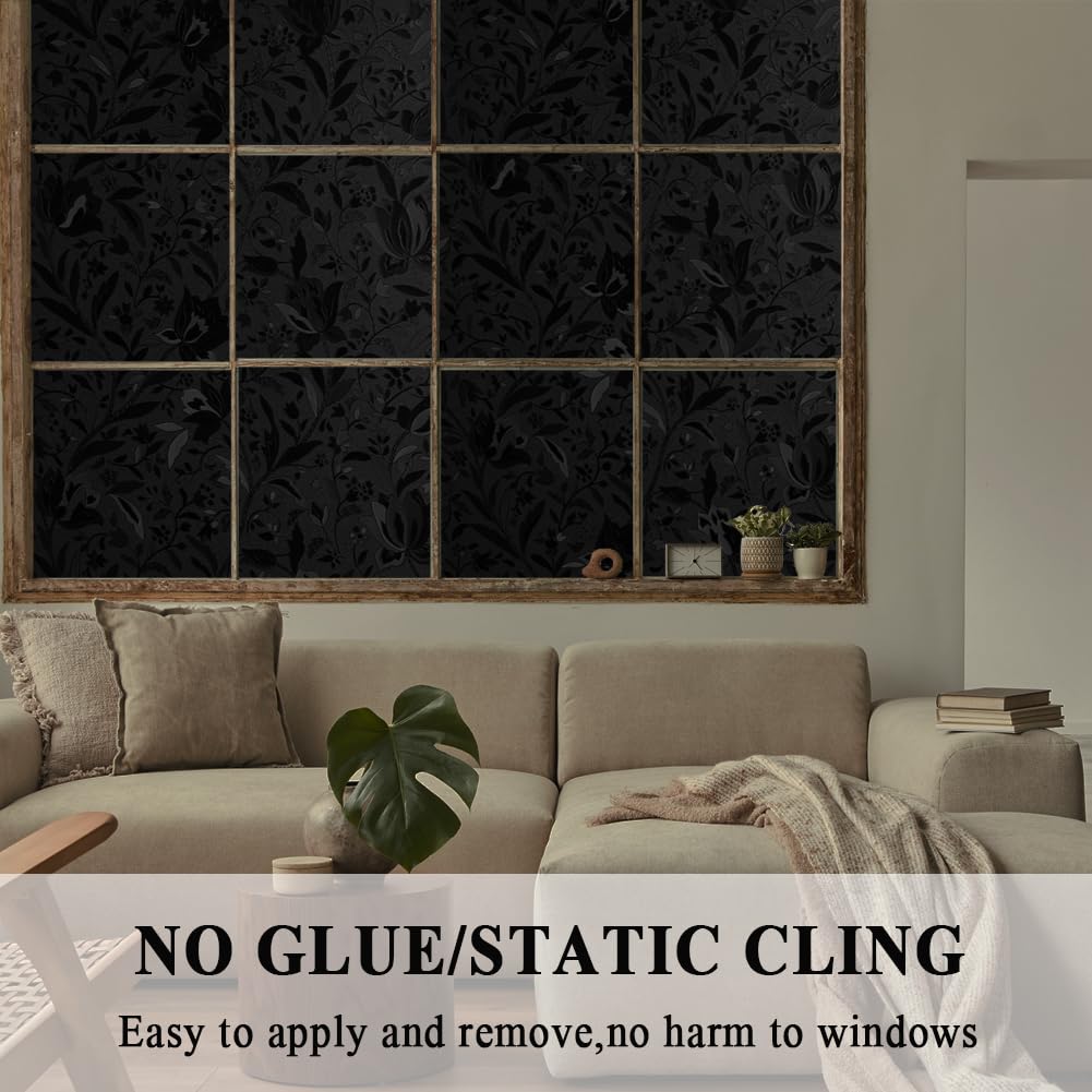(45cm*200cm) Window Privacy Film Blackout Window Film,100% Light ...