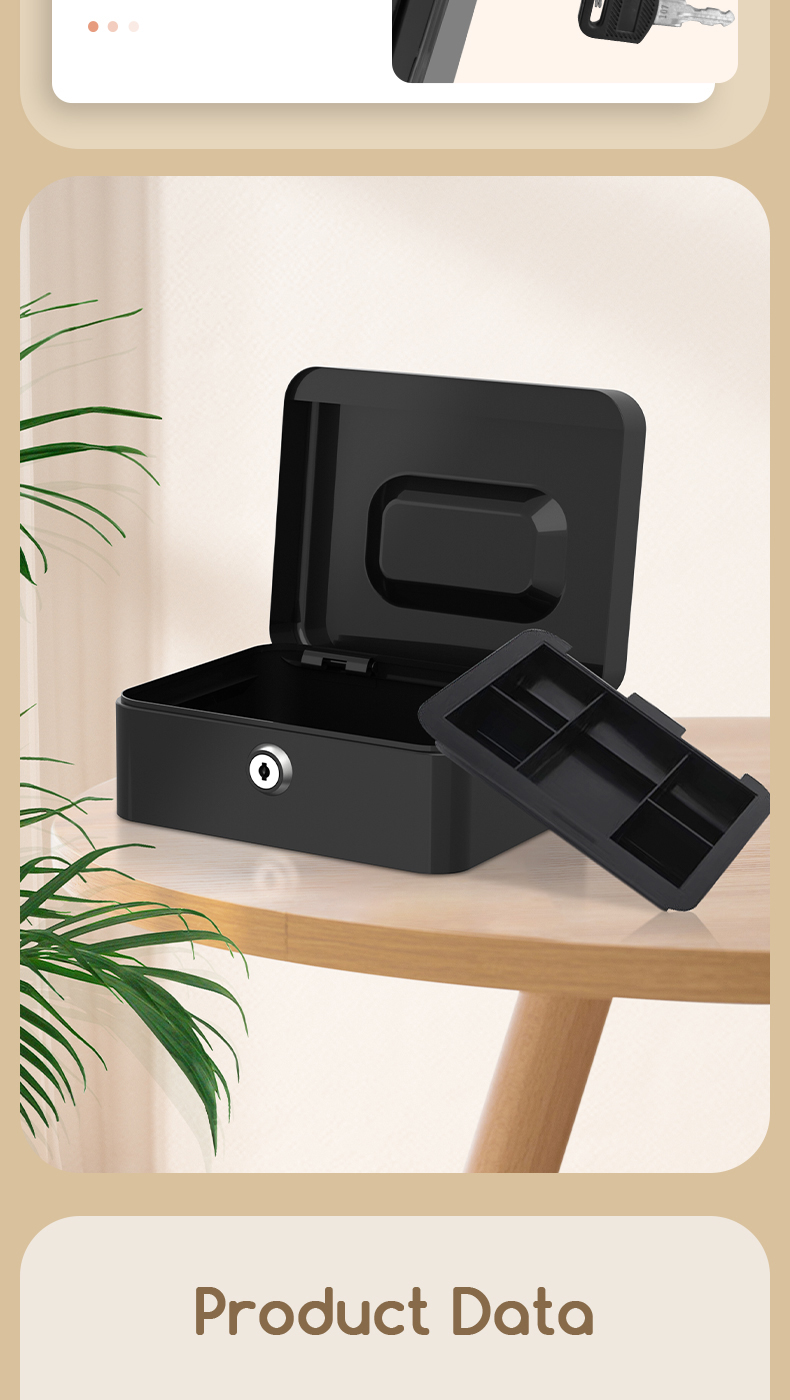 Deli Cash Box With Lock Portable Safety Cash Coin Money Box Security ...