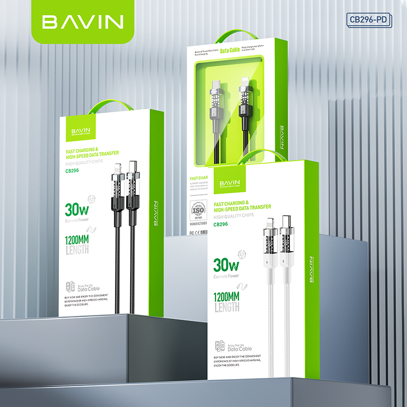 BAVIN CB296 60W PD Fast Charging Data Cable Transparent Design w/ 1m ...
