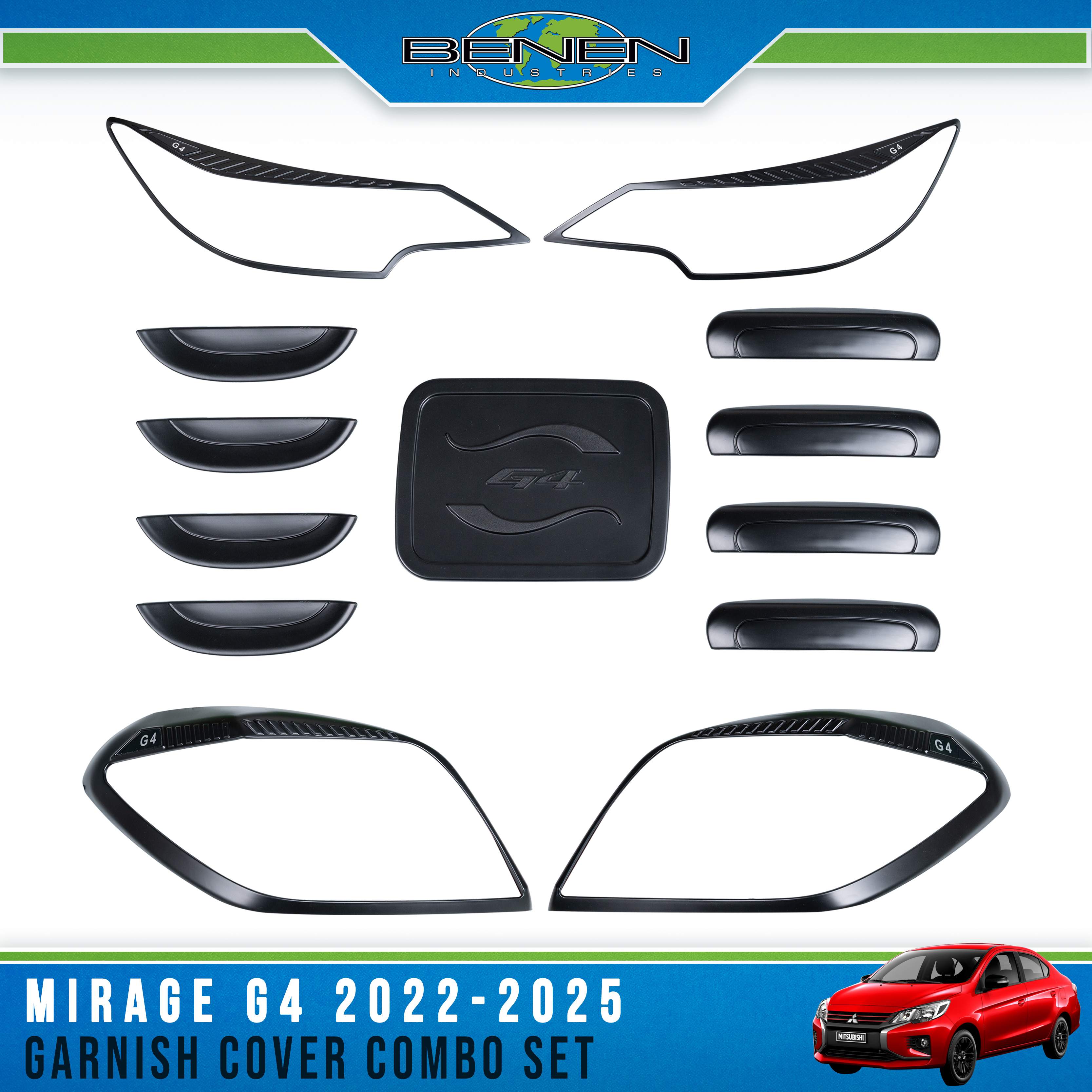 MIRAGE G4 2022 - 2025 Garnish Cover Combo Set (MATT BLACK) | Shopee ...