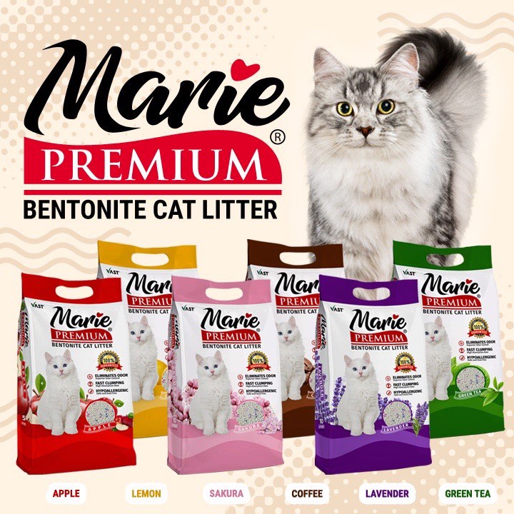 10L Marie Premium Bentonite Cat Litter Cats Pet Essentials | Shopee Philippines