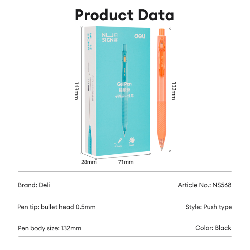 Nusign by Deli NS568 Gel Pen 0.5mm Ballpen Office School Supplies Black ...