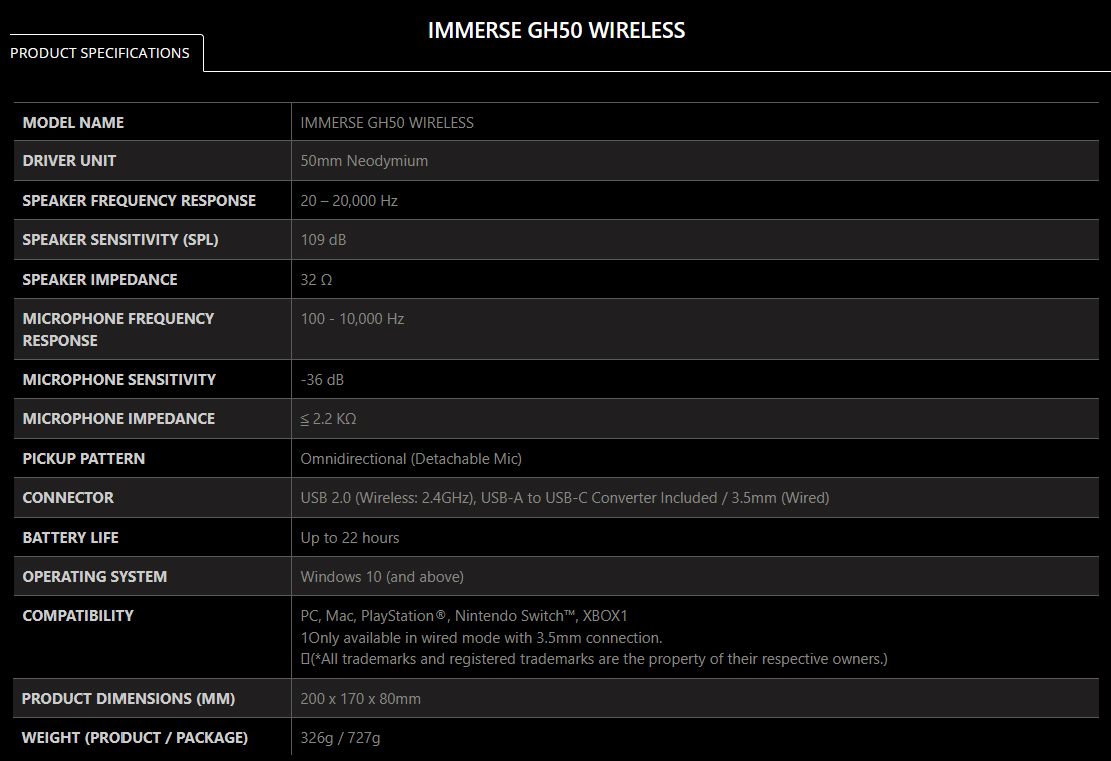 MSI IMMERSE GH50 WIRELESS Gaming Headset | Shopee Philippines