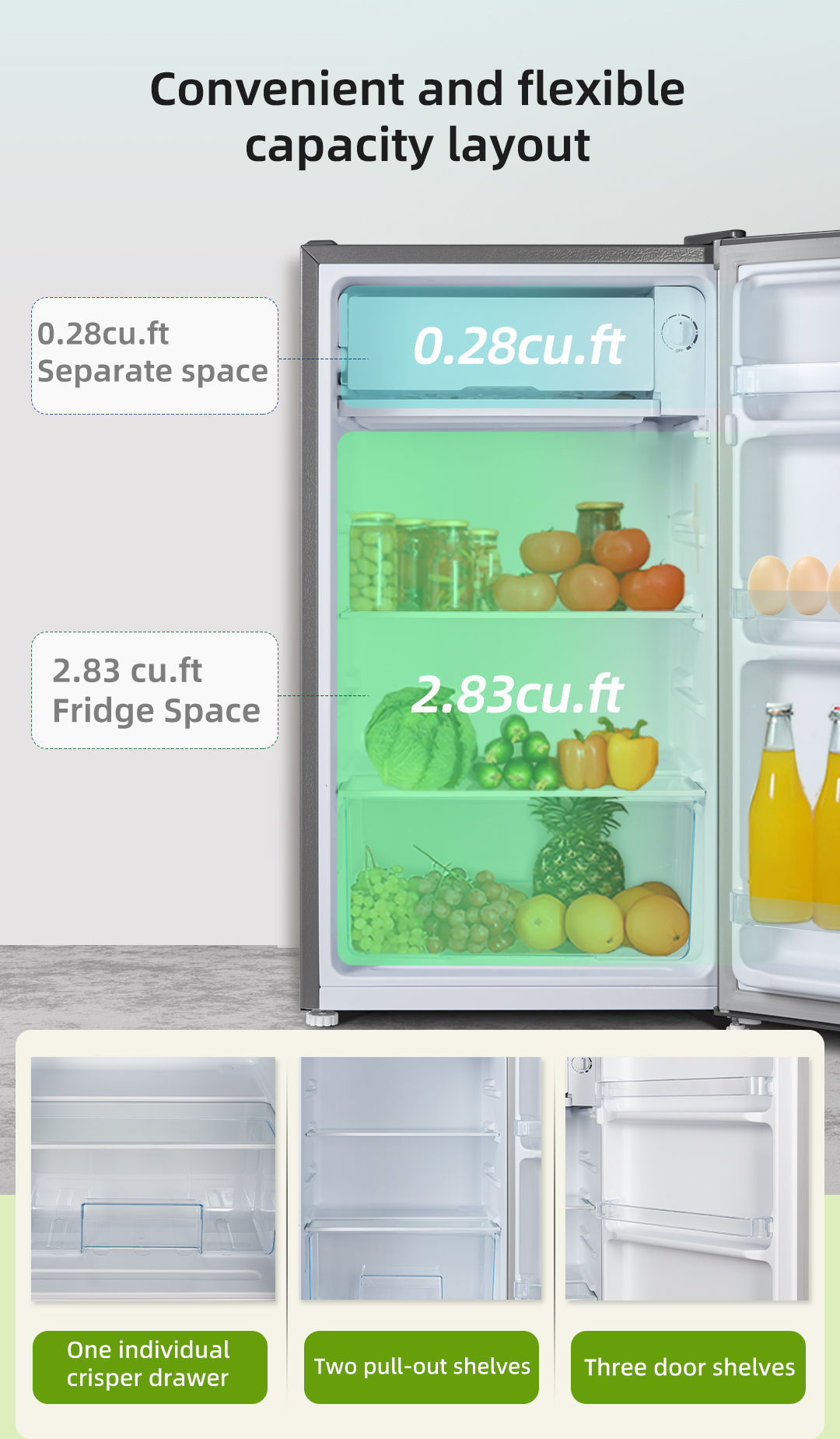 CHiQ 3.5 cu.ft. Single Door Refrigerator CSR04DI with Freezer Mini ...