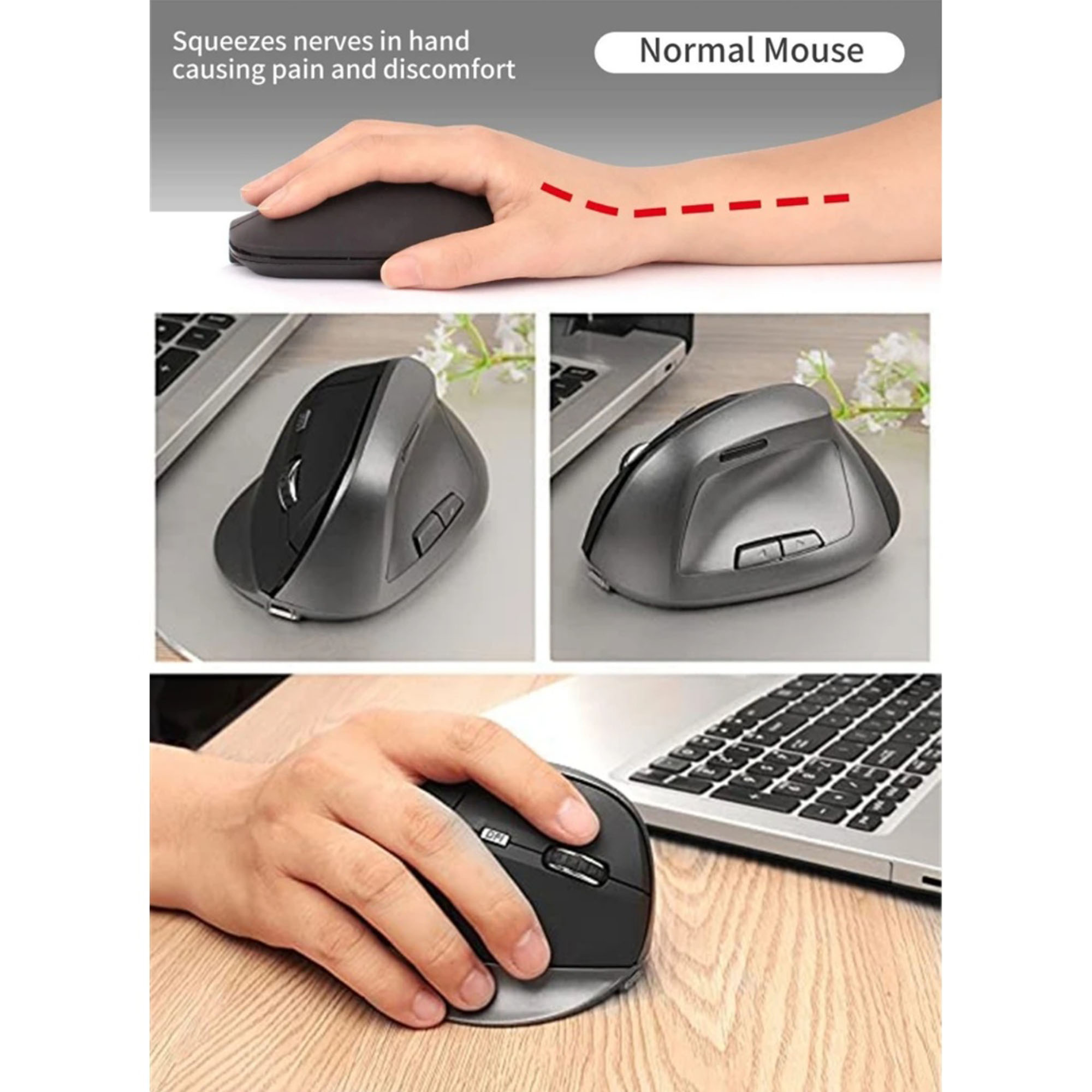 Steve Kyle BW883 Vertical Ergonomic Wireless Mouse For Computer Laptop ...