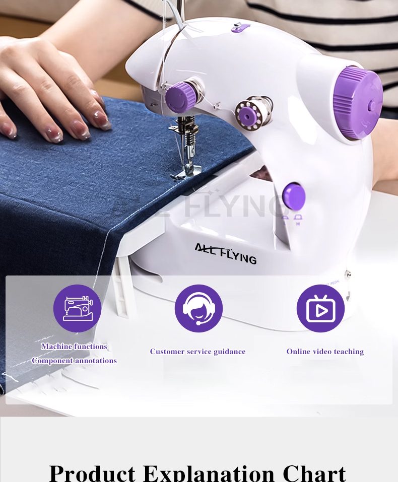 【ALL FLYING】Mini Electric 202 Sewing Machine 2-Speed Portable Sewing ...