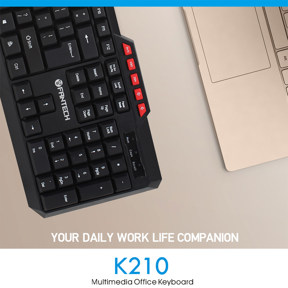 Fantech K210 Multimedia Office Keyboard Strong & Durable with ...