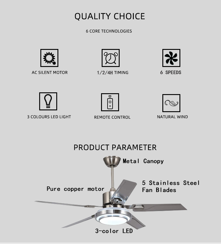 CHNT Nordic Ceiling Fan With Light Remote LED Chandelier For Living ...