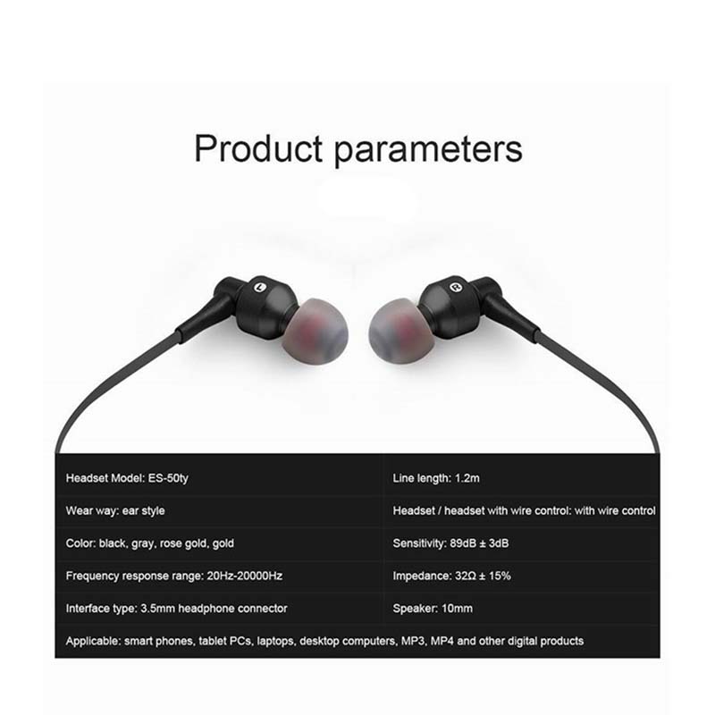 Awei ES-50TY Earphones Metal Stereo Earphone Super Bass HIFI Headset Headphones with Mic earbuds ...