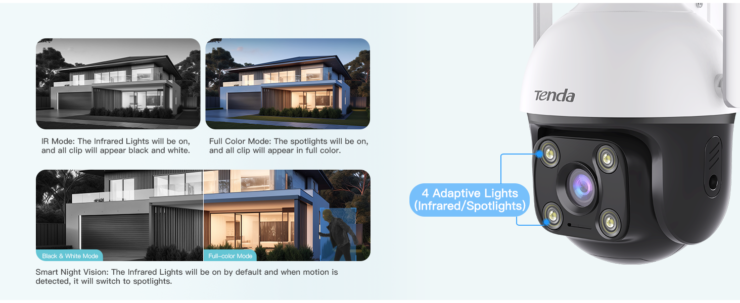 Tenda CH7 4MP QHD Outdoor Smart AI Full Color Security Wifi Camera ...