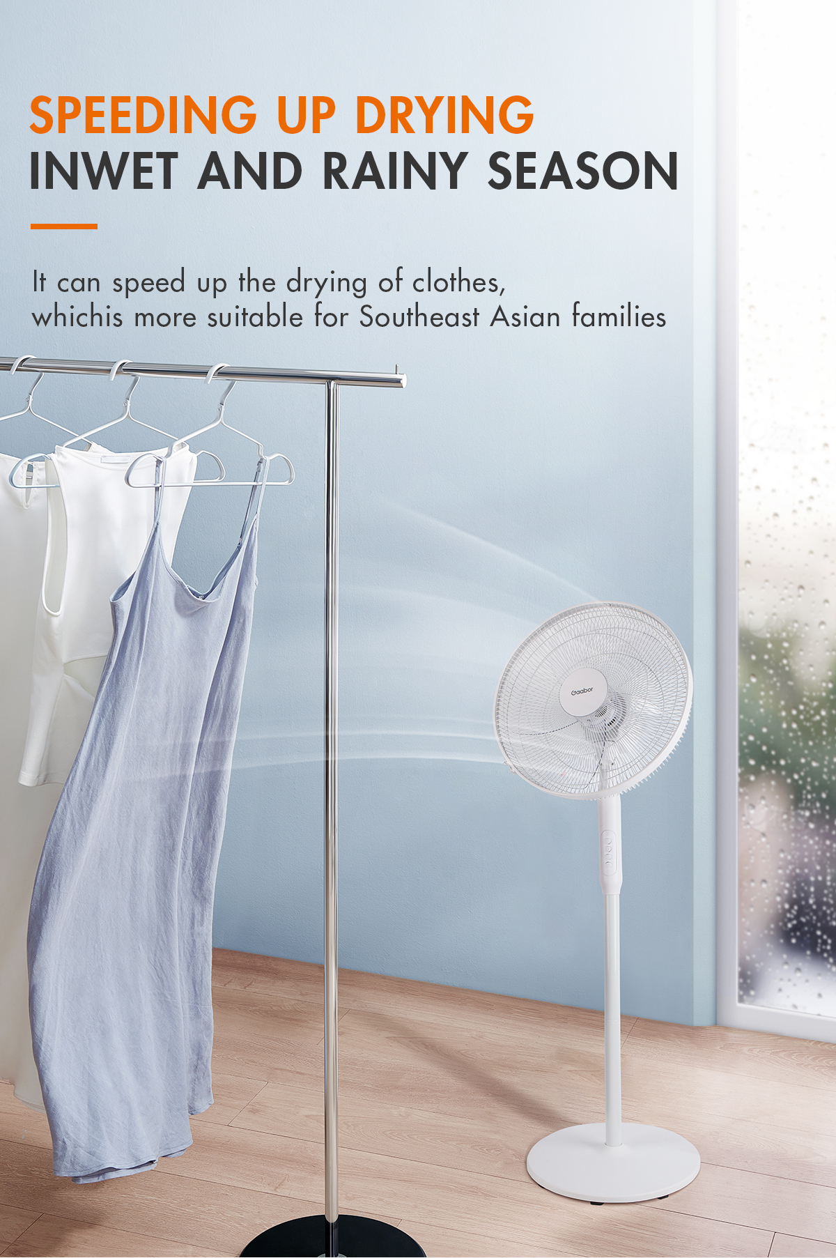 Gaabor Fan Height Adjustable As Desk Fan & Floor-Standing Fan Wide ...